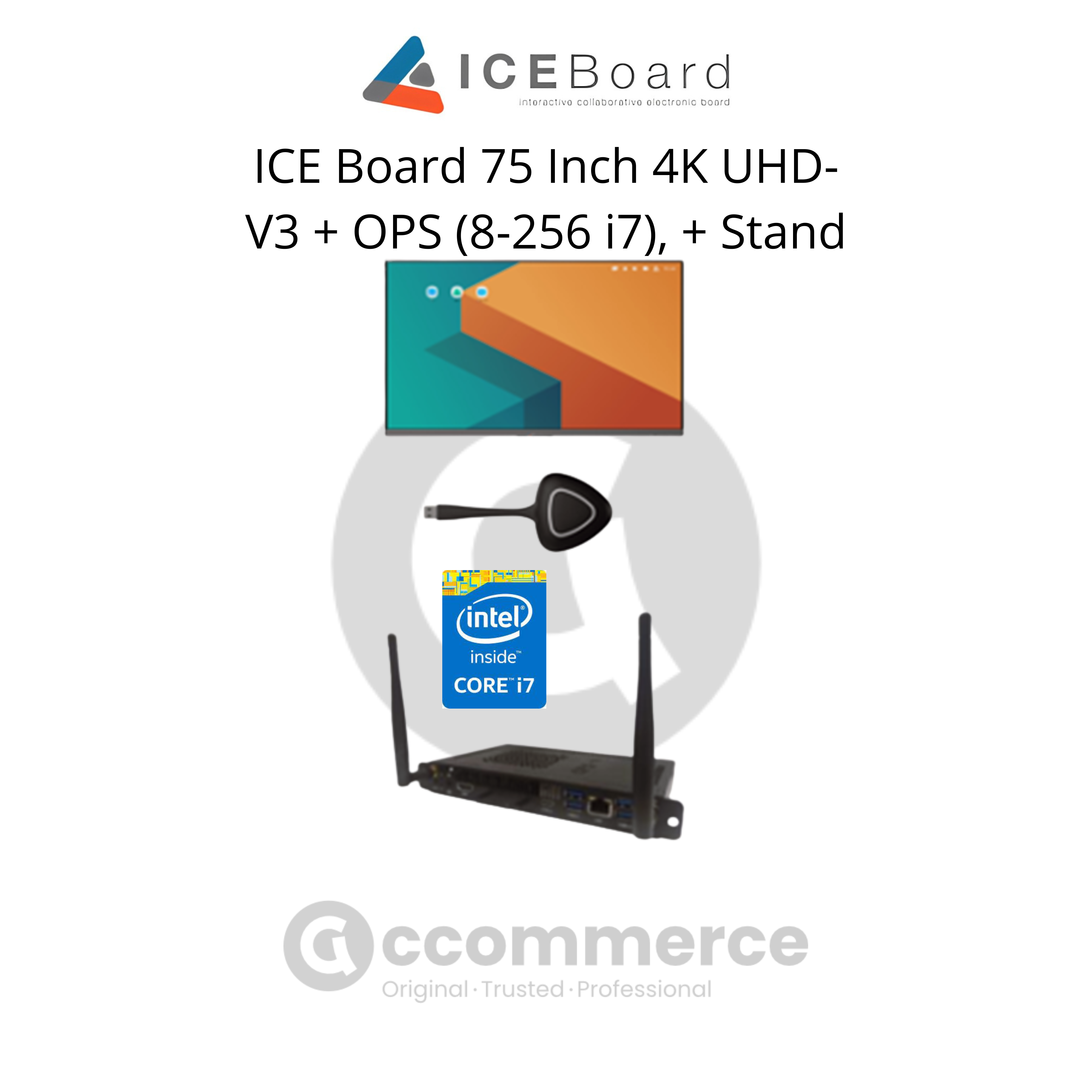 ICE Board 75 Inch 4K UHD-V3 + OPS (8-256 i7), + Wireless Screenshare ...